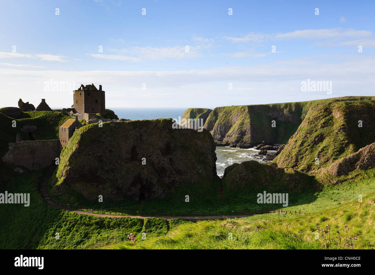 Medieval Dunnottar Castle ruins on a Scottish coast headland near ...