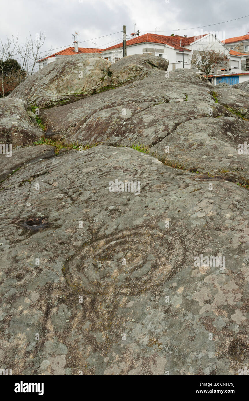 Ancient Rock Art Glyphs. Galicia, Spain Stock Photo - Alamy