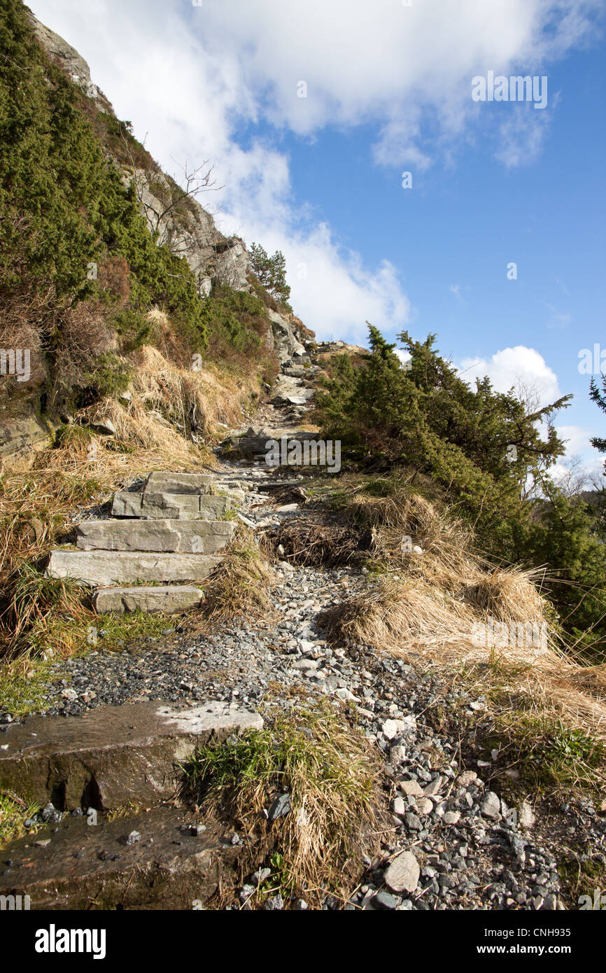 Picture of a pathway going up a steep mountain Stock Photo - Alamy