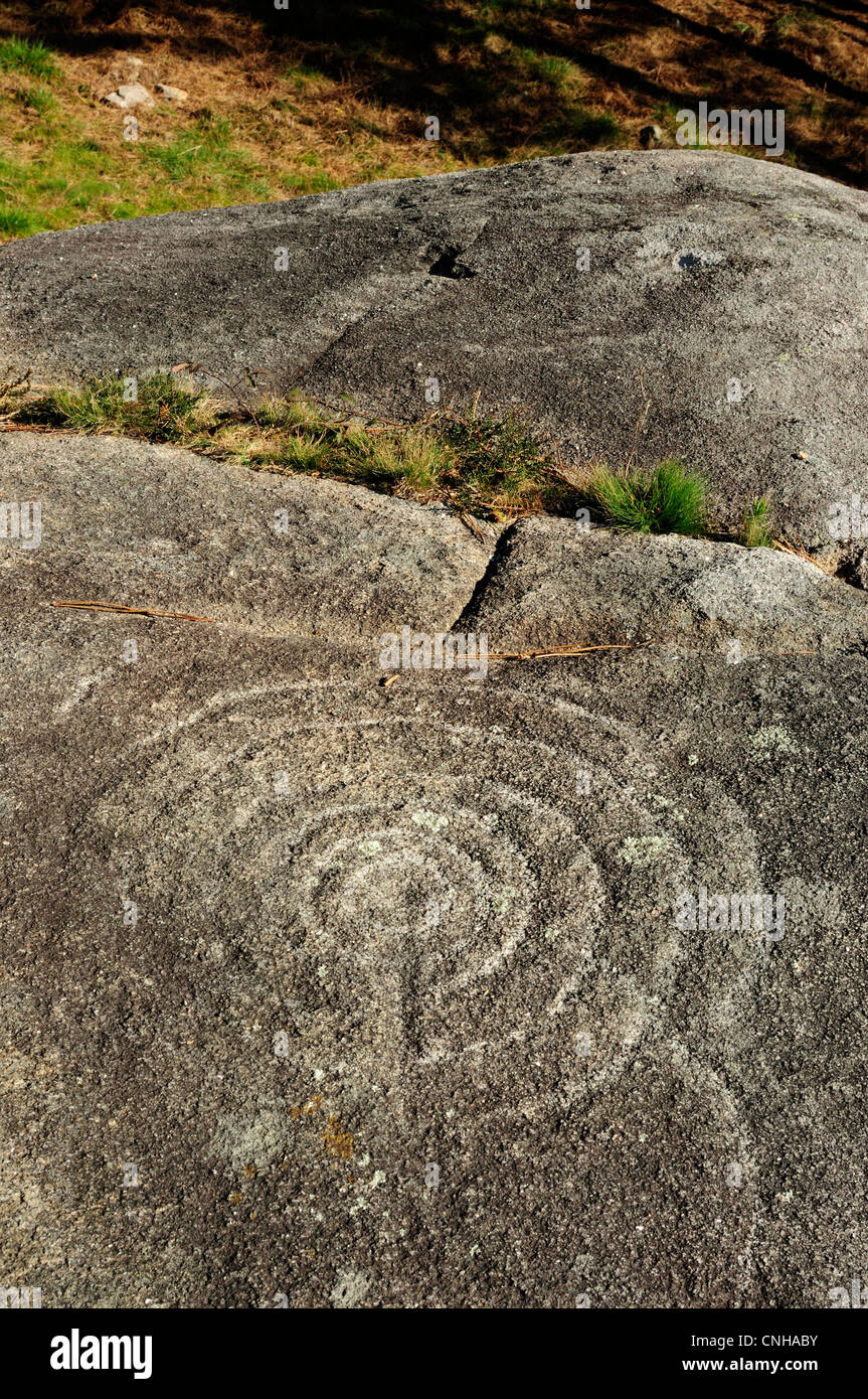 Ancient Rock Art Glyphs. Galicia, Spain Stock Photo - Alamy