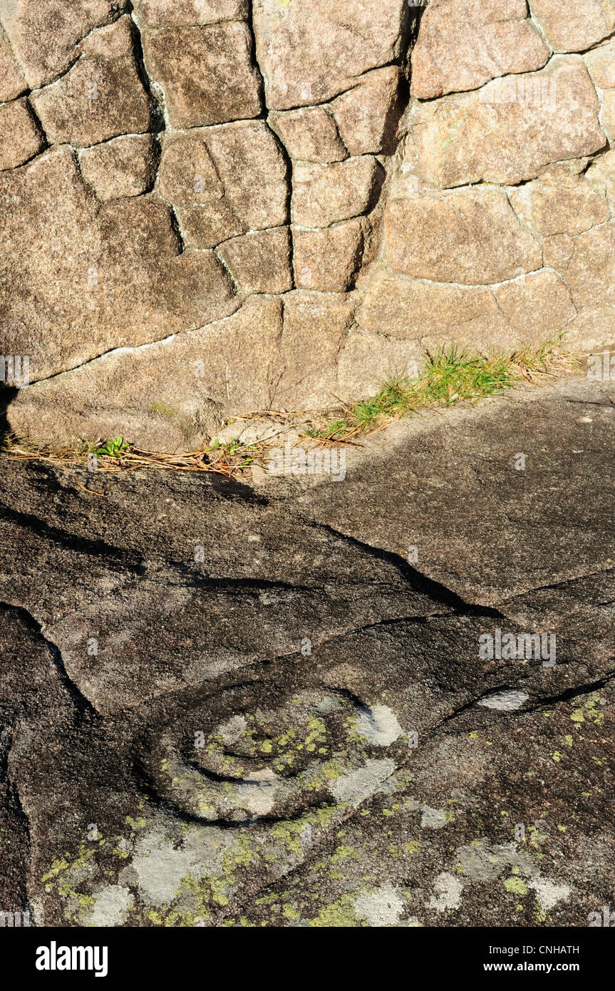 Ancient Rock Art Glyphs. Galicia, Spain Stock Photo - Alamy
