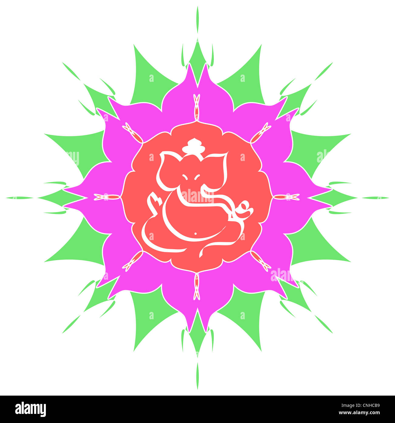 Indian God Ganesha on lotus flower Stock Photo - Alamy