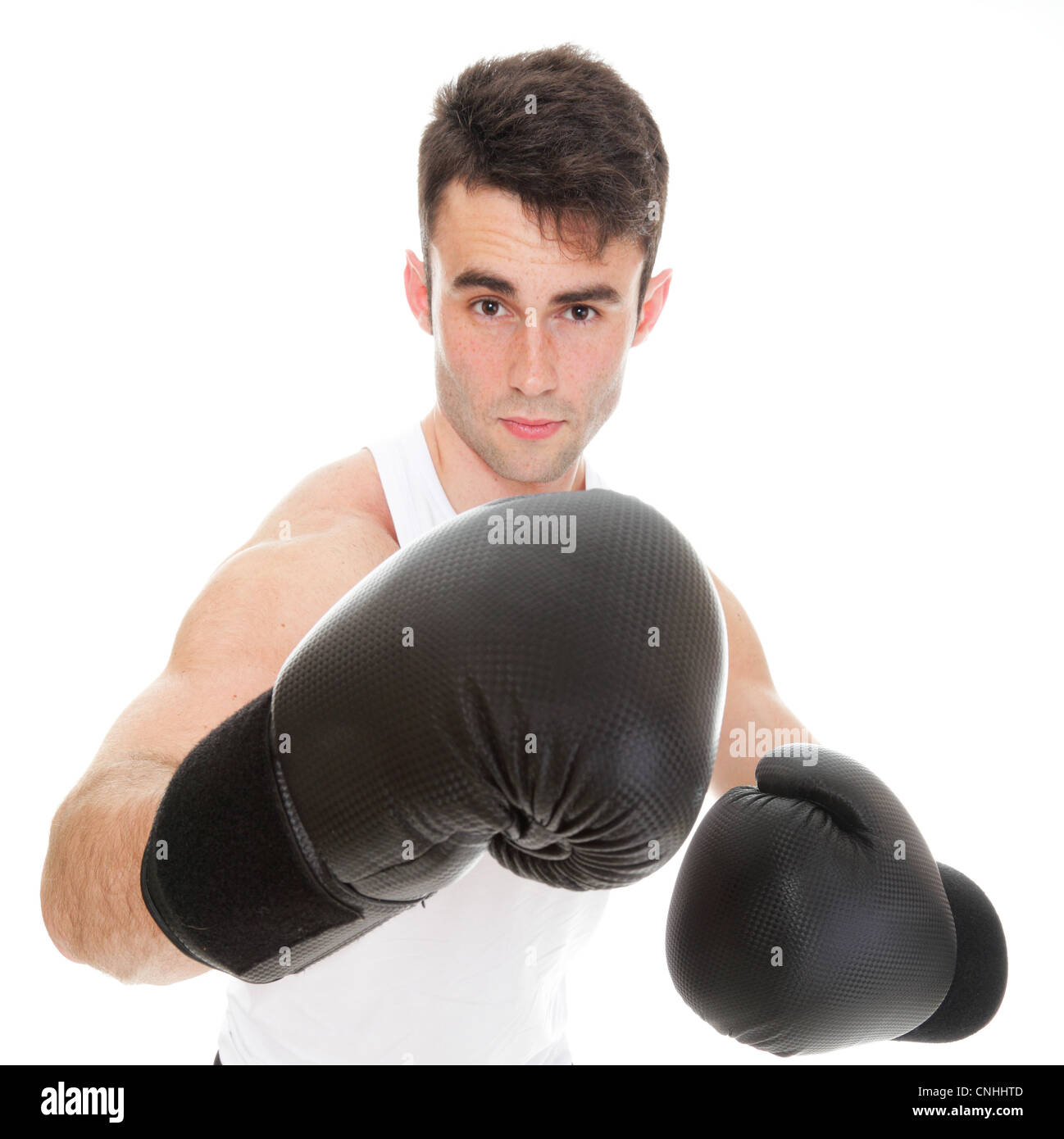 Portrait sportsman boxer in studio against white background Stock Photo ...