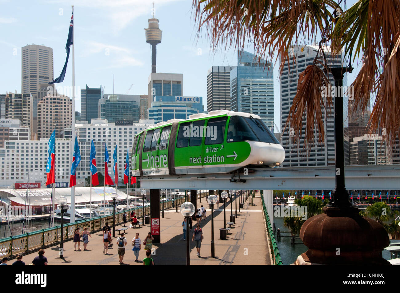 Sydney Monorail crossing Pyrmont Bridge Sydney Stock Photo - Alamy