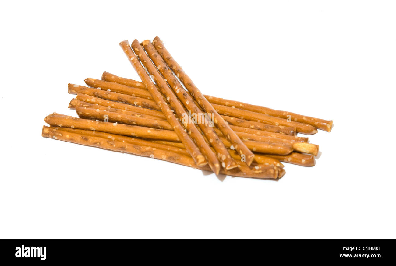 many salted sticks on white background Stock Photo - Alamy