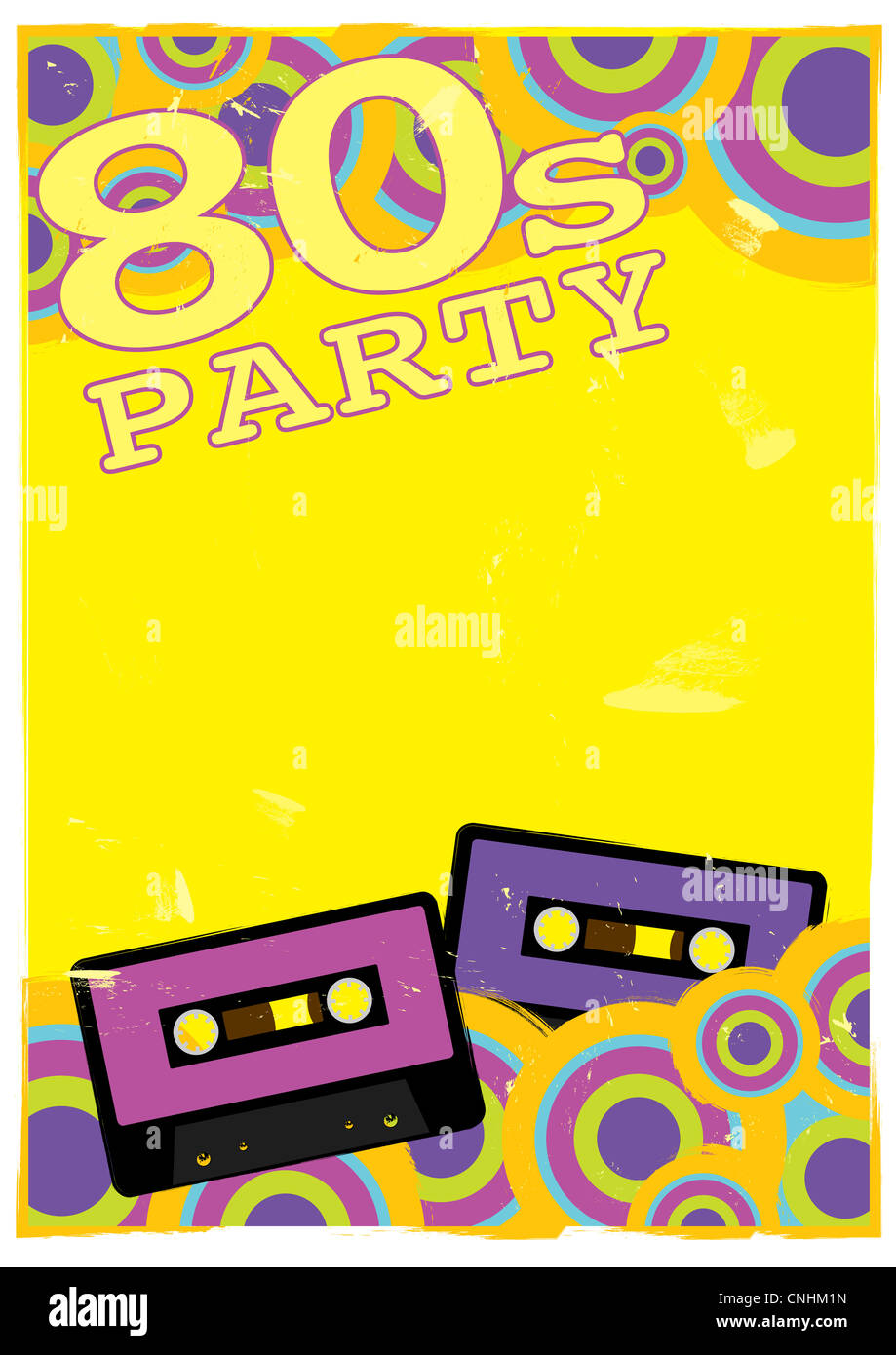 Retro Poster - 80s Party Flyer With Audio Cassette Tape Stock Photo - Alamy
