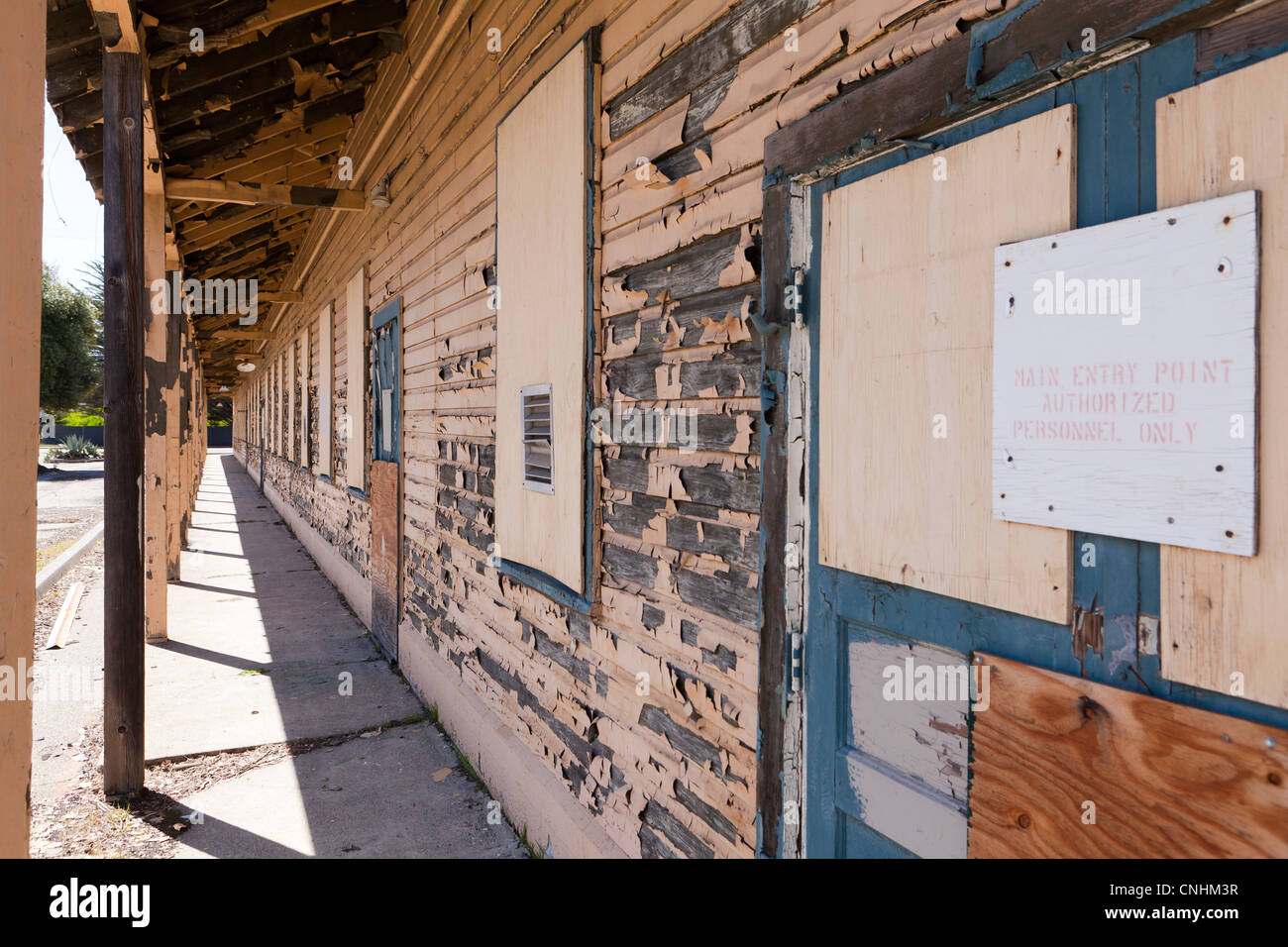 Paint peeing off of the side of an old abandoned building Stock Photo ...