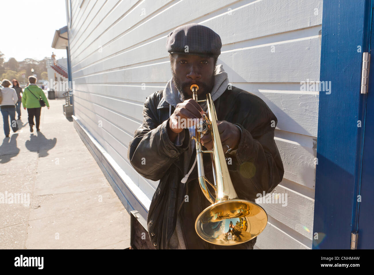 Street trumpet player - San Francisco, California USA Stock Photo - Alamy