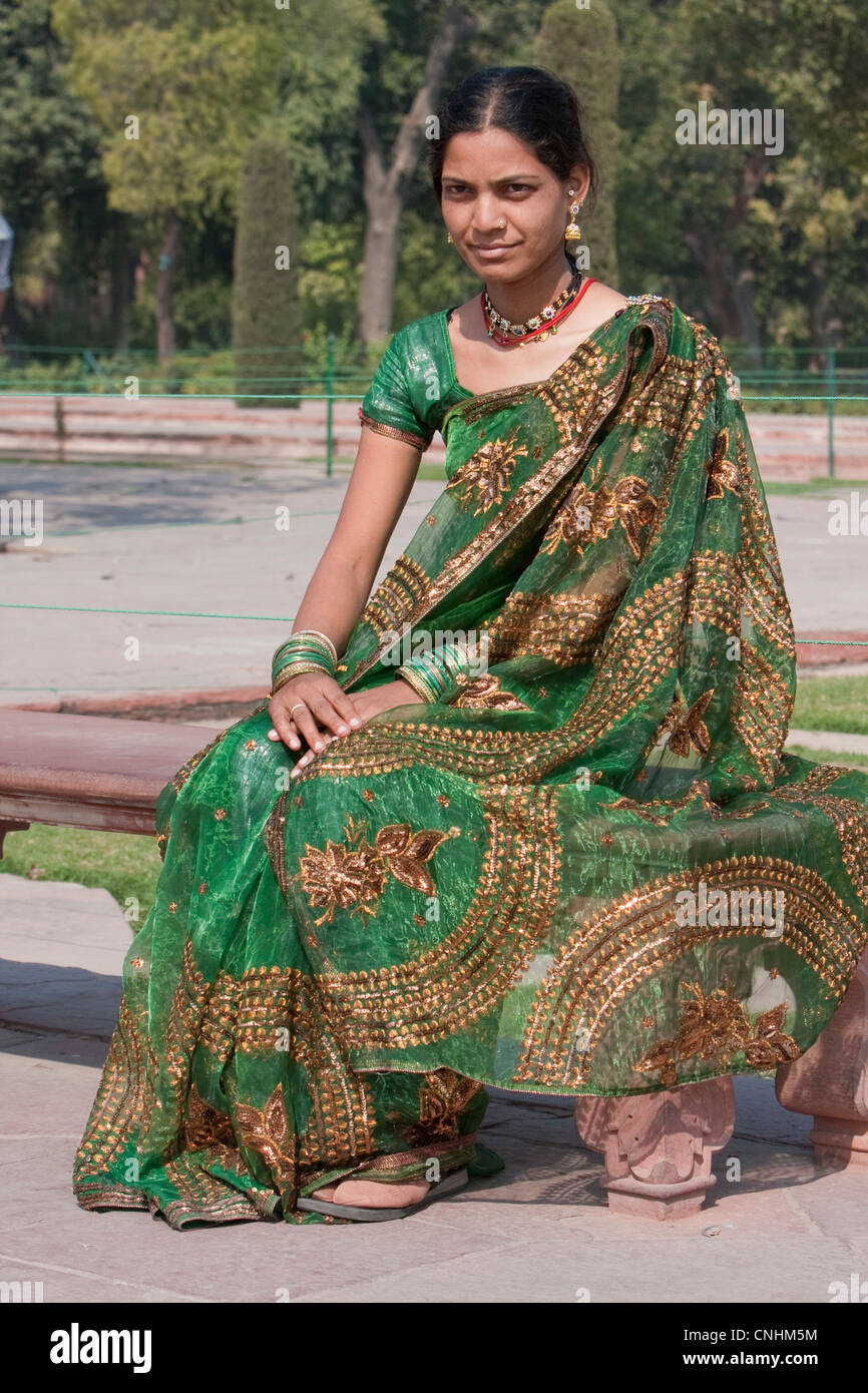 Agra, India. Indian Woman from Maharashtra State Visiting the Taj Mahal ...