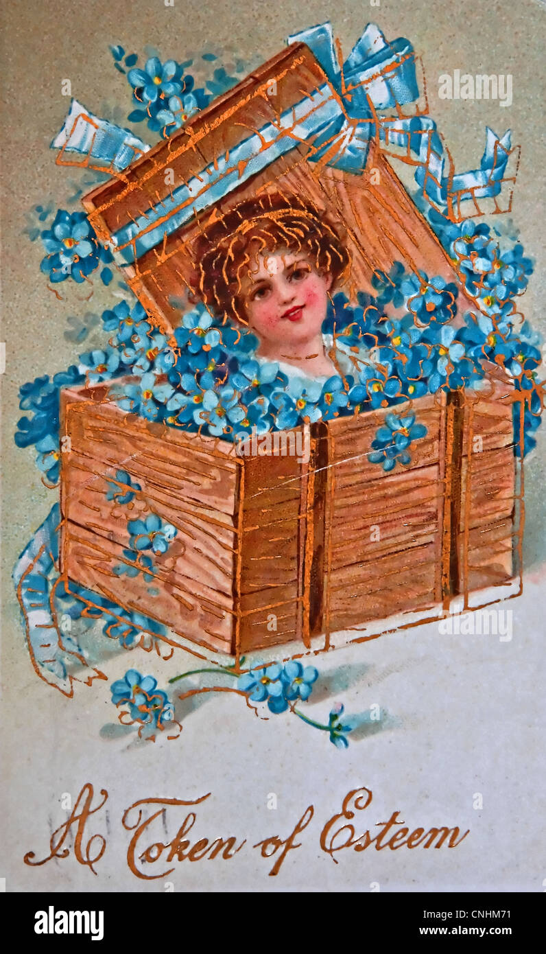 USA- CIRCA 1900 - This aged vintage greeting card is showing signs of ...