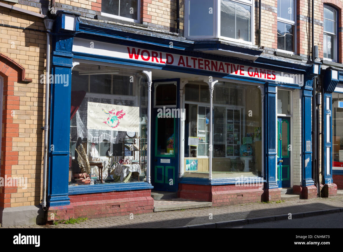 Llanwrtyd Wells World Alternative Games shop Stock Photo - Alamy