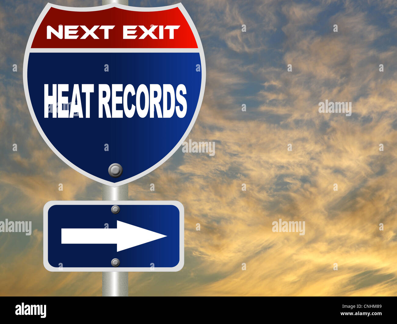 Heat records road sign Stock Photo - Alamy