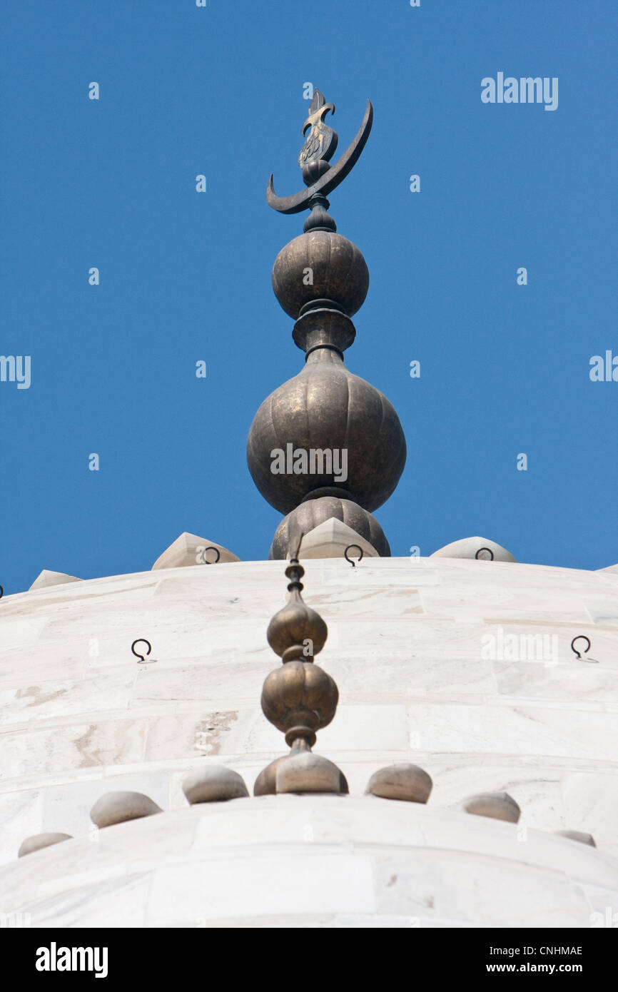 Agra, India. Taj Mahal. Crescent Moons on top of Domes of the Mausoleum ...