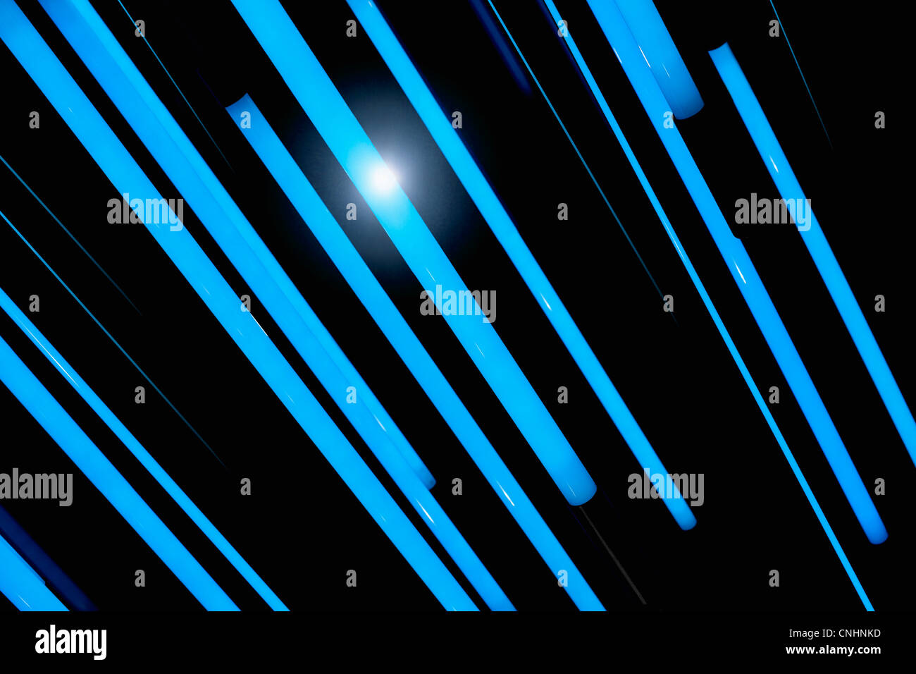 Neon blue rods of glowing light Stock Photo - Alamy