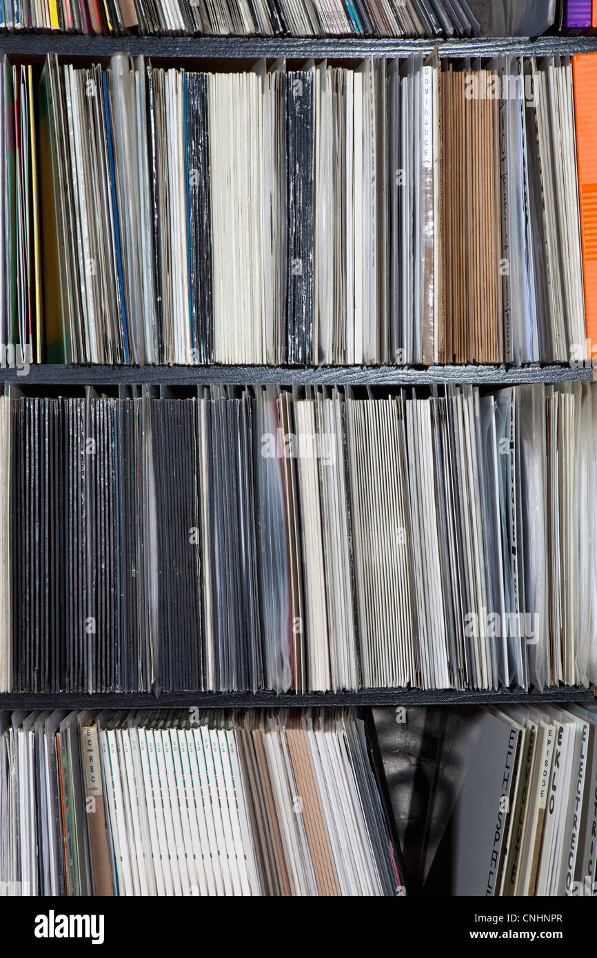 Rows of records on shelves Stock Photo - Alamy