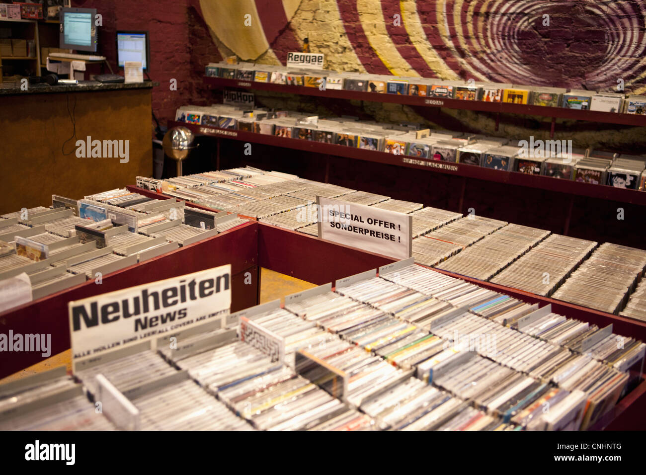 Bins of compact discs in a German record store Stock Photo - Alamy