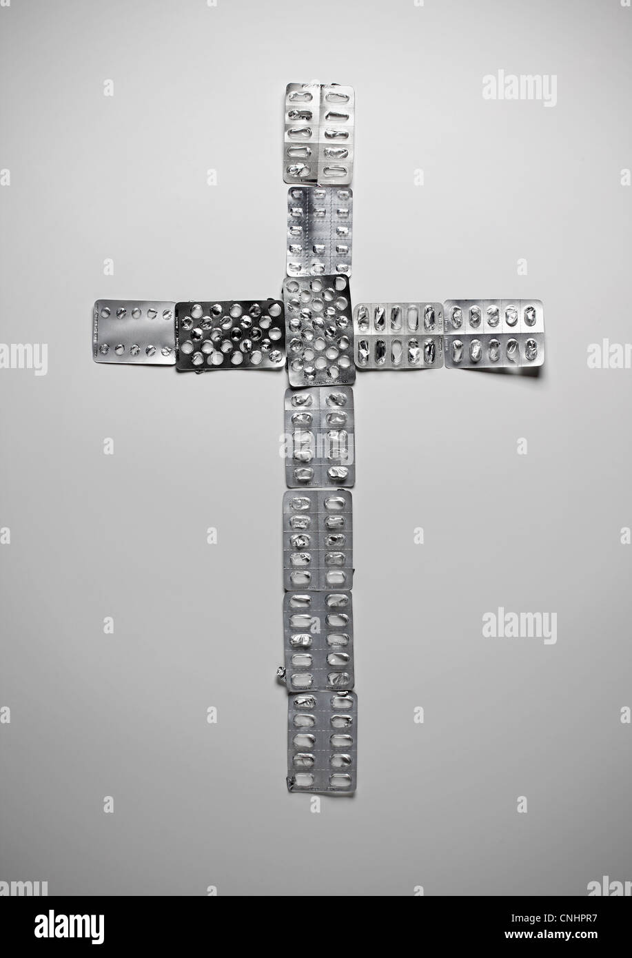 Empty packaging for medication arranged in a cross shape Stock Photo ...