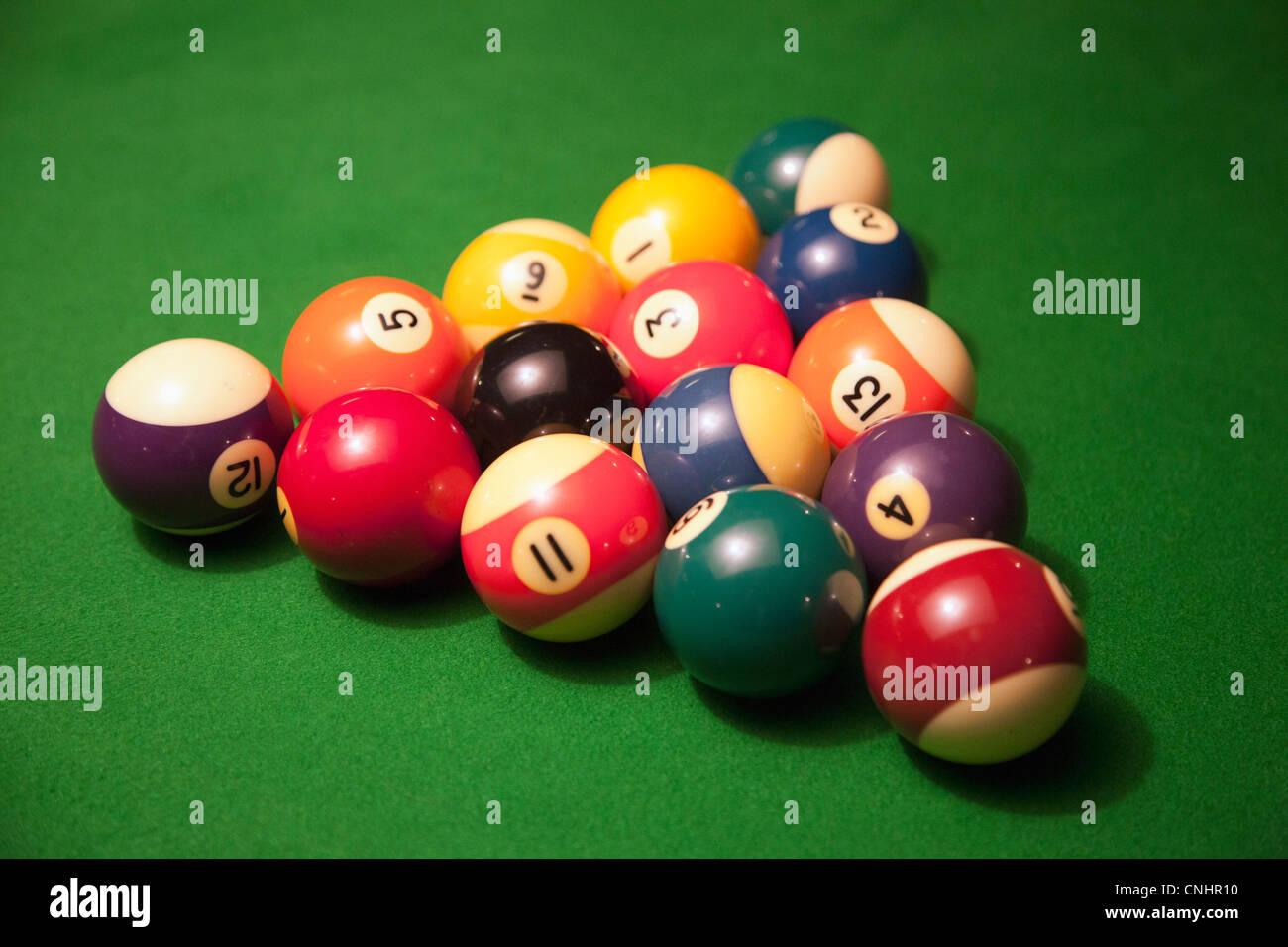 Pool table with racked pool balls hi-res stock photography and images ...