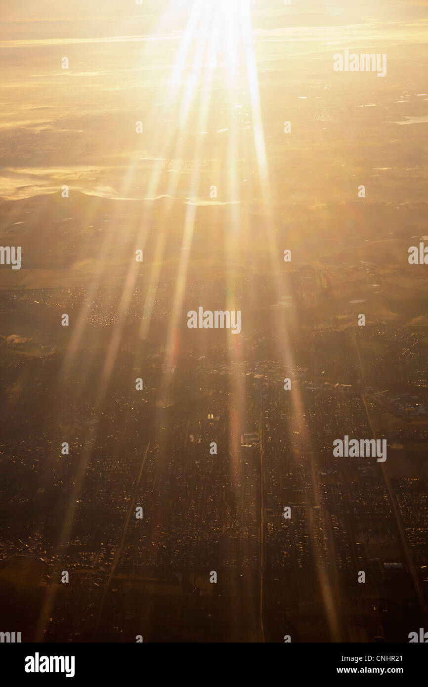 Sunbeams shining down on Melbourne, Australia Stock Photo - Alamy