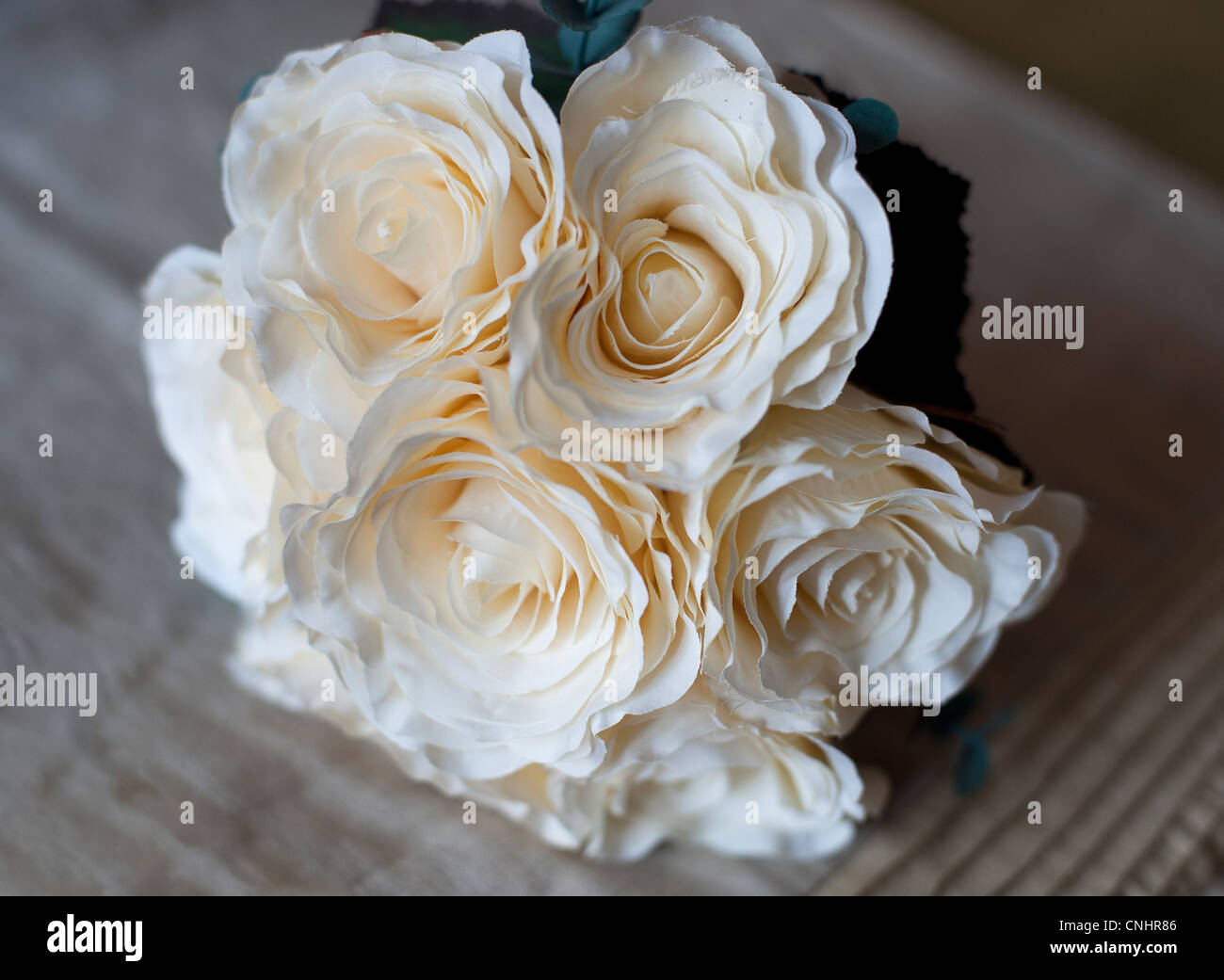 brides bouquet of white cream roses on wedding morning Stock Photo - Alamy