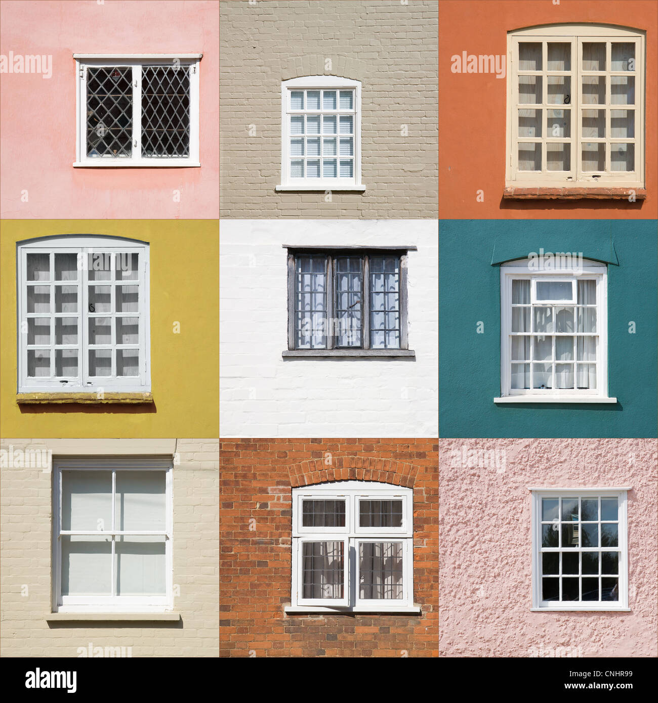 collection of nine old style windows Stock Photo - Alamy