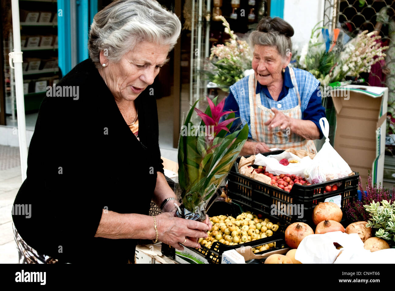 Old lady selling fruits on the street of Granada Stock Photo - Alamy