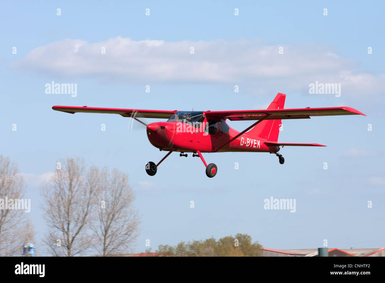 Glasair G-BYEK in flight taking-off from Breighton Airfield Stock Photo ...
