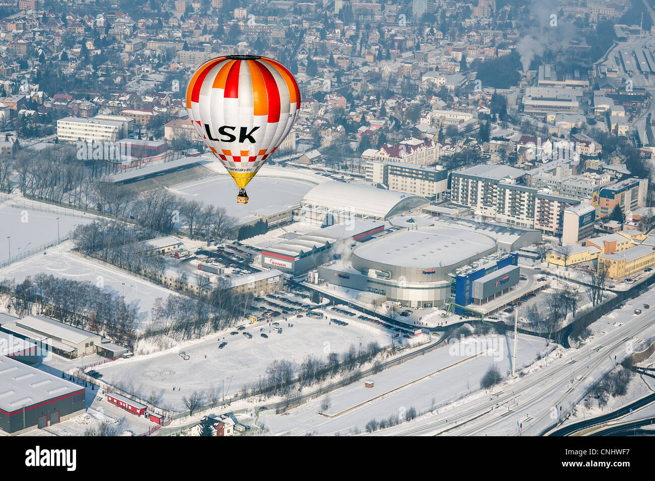 Liberec Sportpark Tipsport arena hot-air ballooning winter snow ...