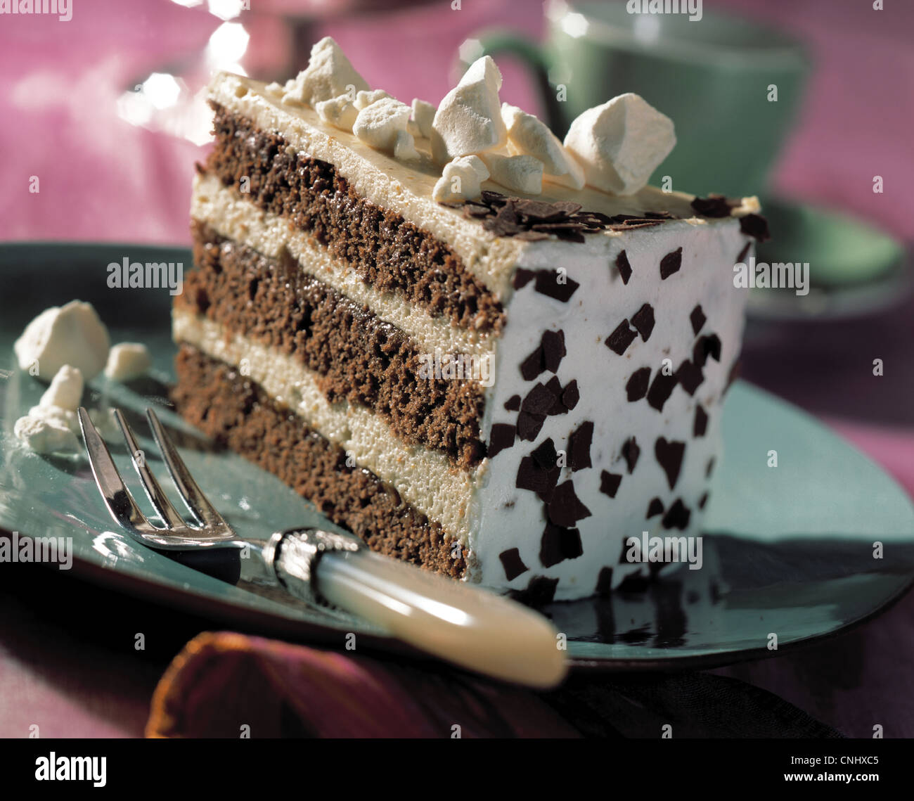 Sallow thorn cake with meringue flakes Stock Photo - Alamy