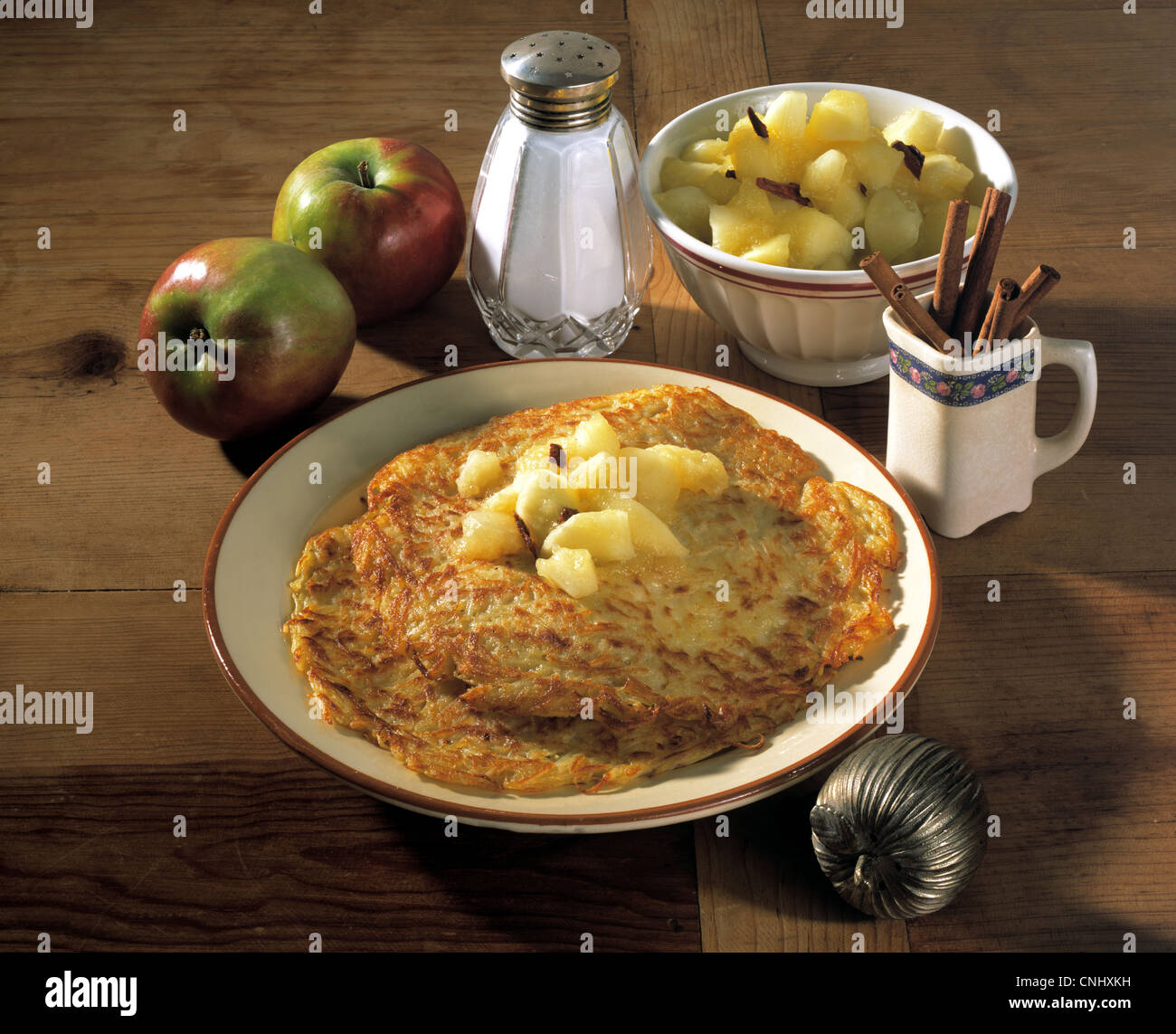 Potato buffers with apple puree Stock Photo - Alamy