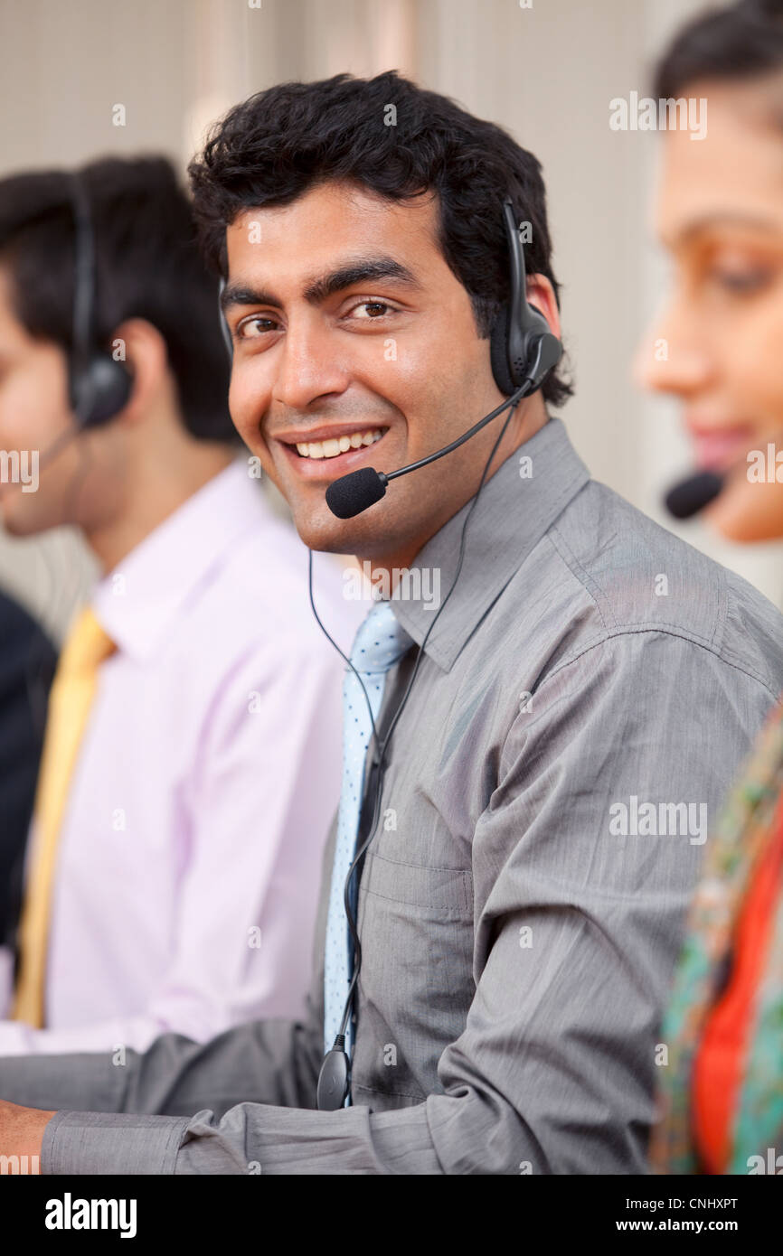 Portrait of a call center agent Stock Photo - Alamy