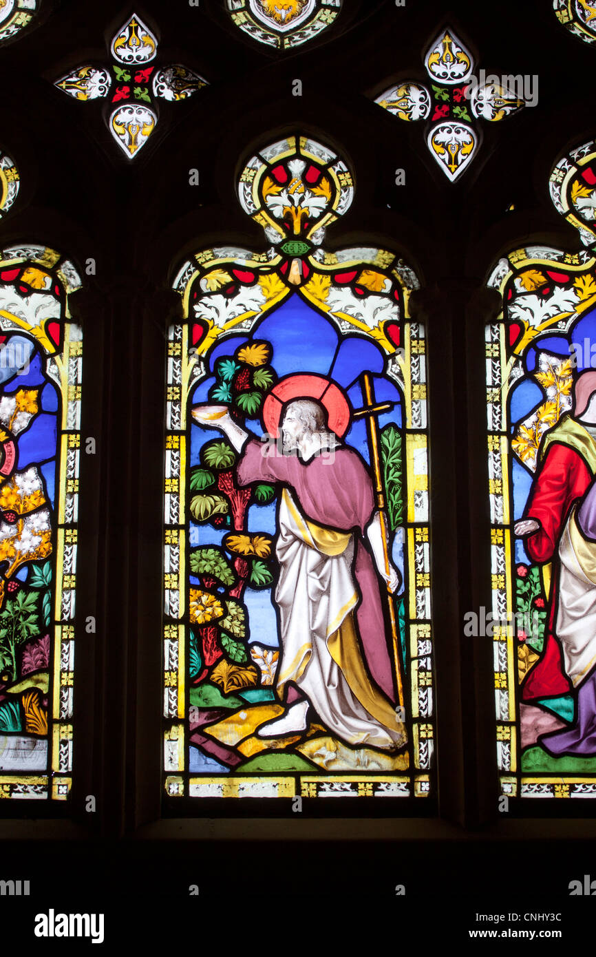 Stained Glass Window in the Cloisters at Gloucester Cathedral Stock ...