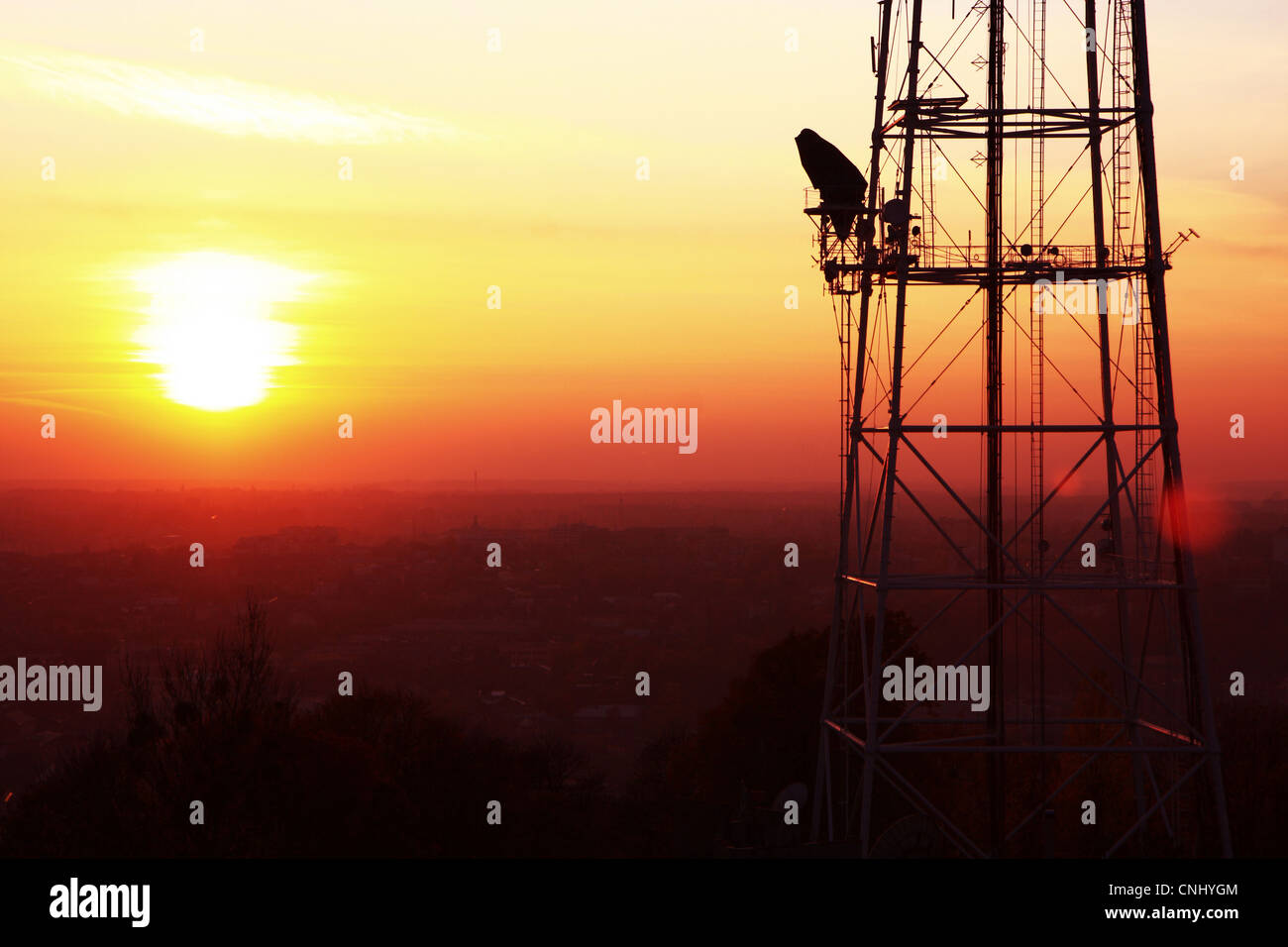 TV tower in sunset Stock Photo - Alamy