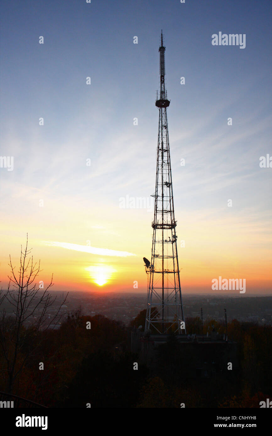 TV tower in sunset Stock Photo - Alamy