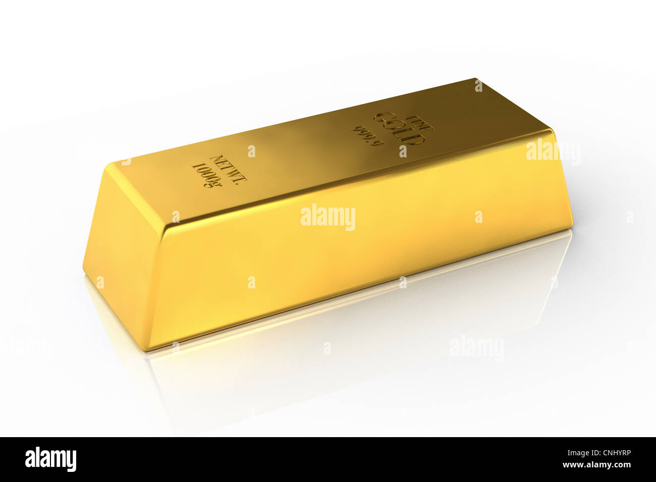 Fine gold bar on white background Stock Photo - Alamy