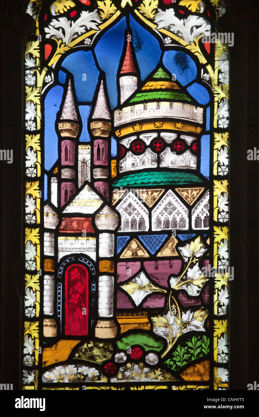 Stained Glass Window in the Cloisters at Gloucester Cathedral Stock ...
