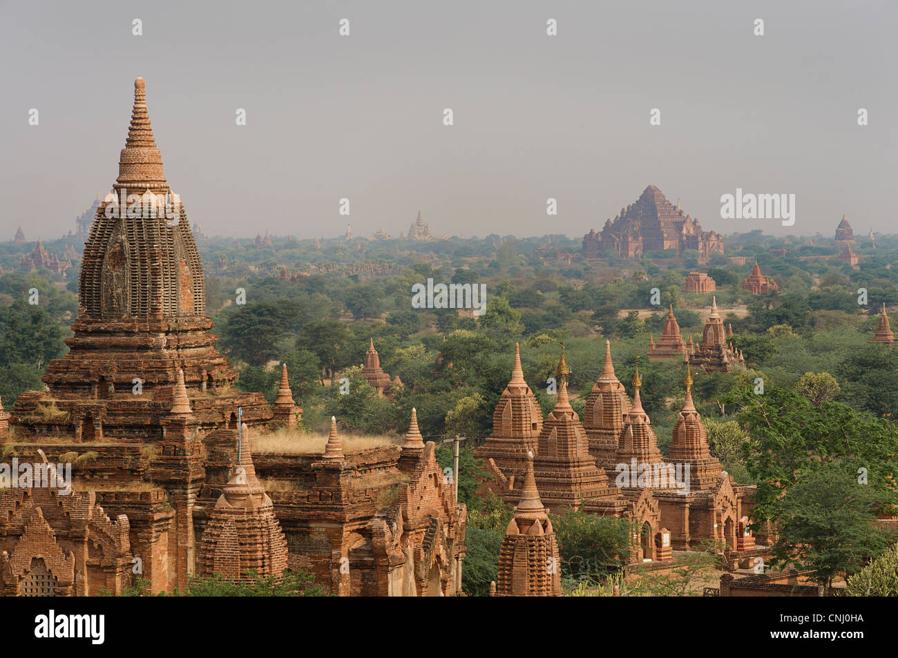 View across the Plains of Pagan from Dhammayazika paya. Burma. Bagan ...