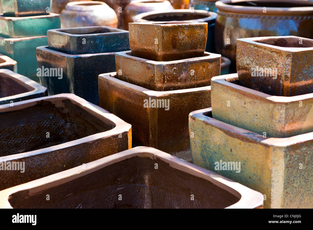 Ceramic pots in many colors, shapes, and sizes Stock Photo - Alamy