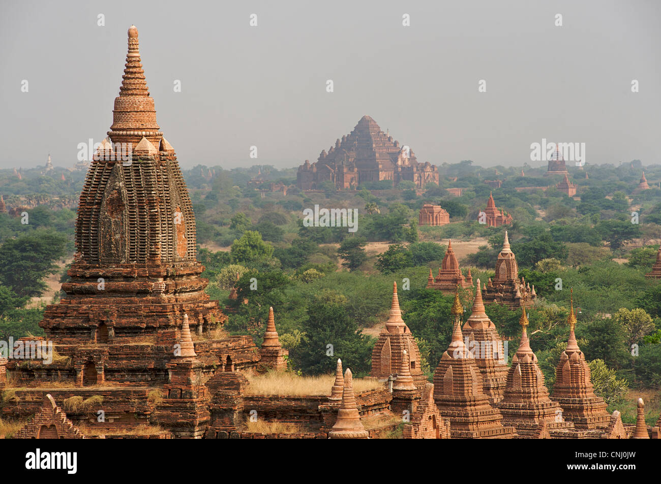 View across the Plains of Pagan from Dhammayazika paya. Burma. Bagan ...