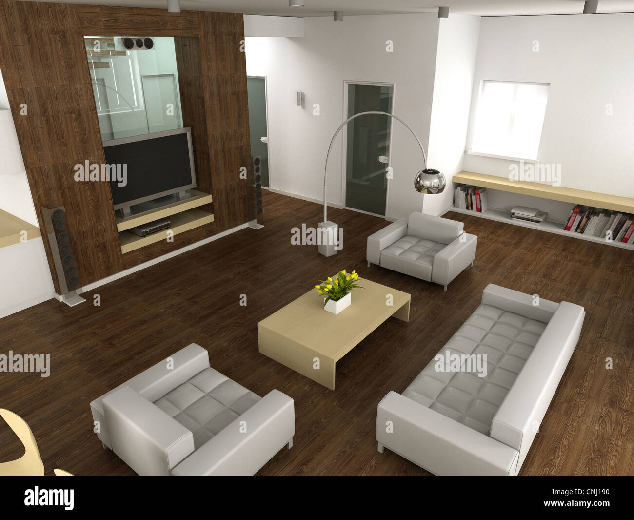 Modern interior. 3D render. Living-room Stock Photo - Alamy
