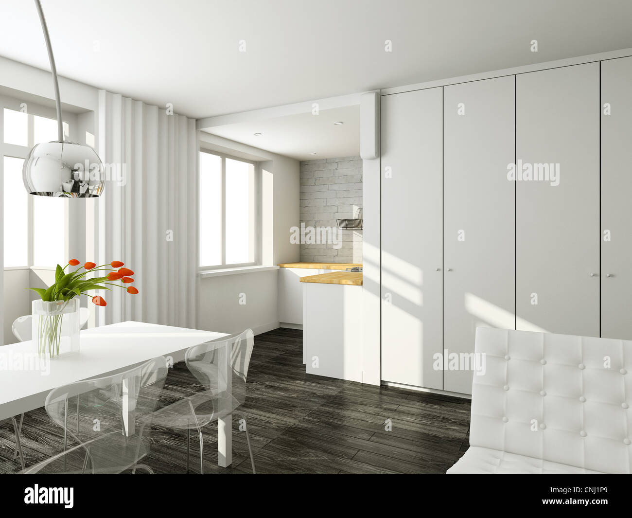 Interioir of modern living-room. 3d render Stock Photo - Alamy