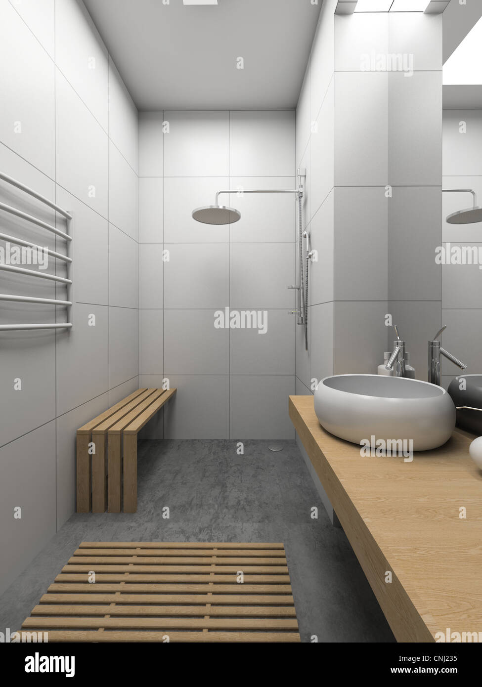 Modern design interior of toilet. 3D render Stock Photo - Alamy