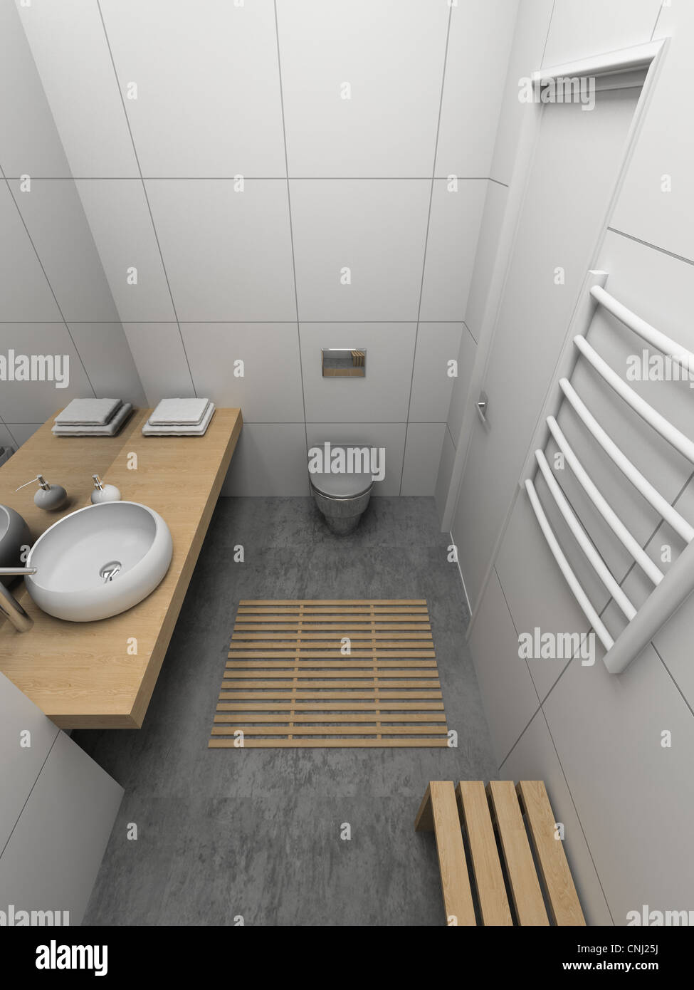 Modern design interior of toilet. 3D render Stock Photo - Alamy