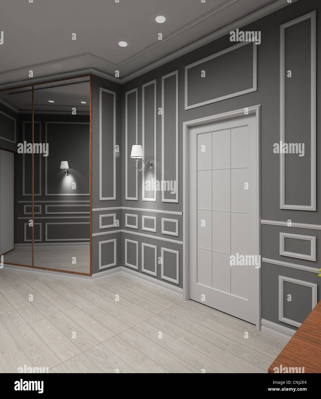 Modern design iinterior of vestibule. 3D render Stock Photo - Alamy