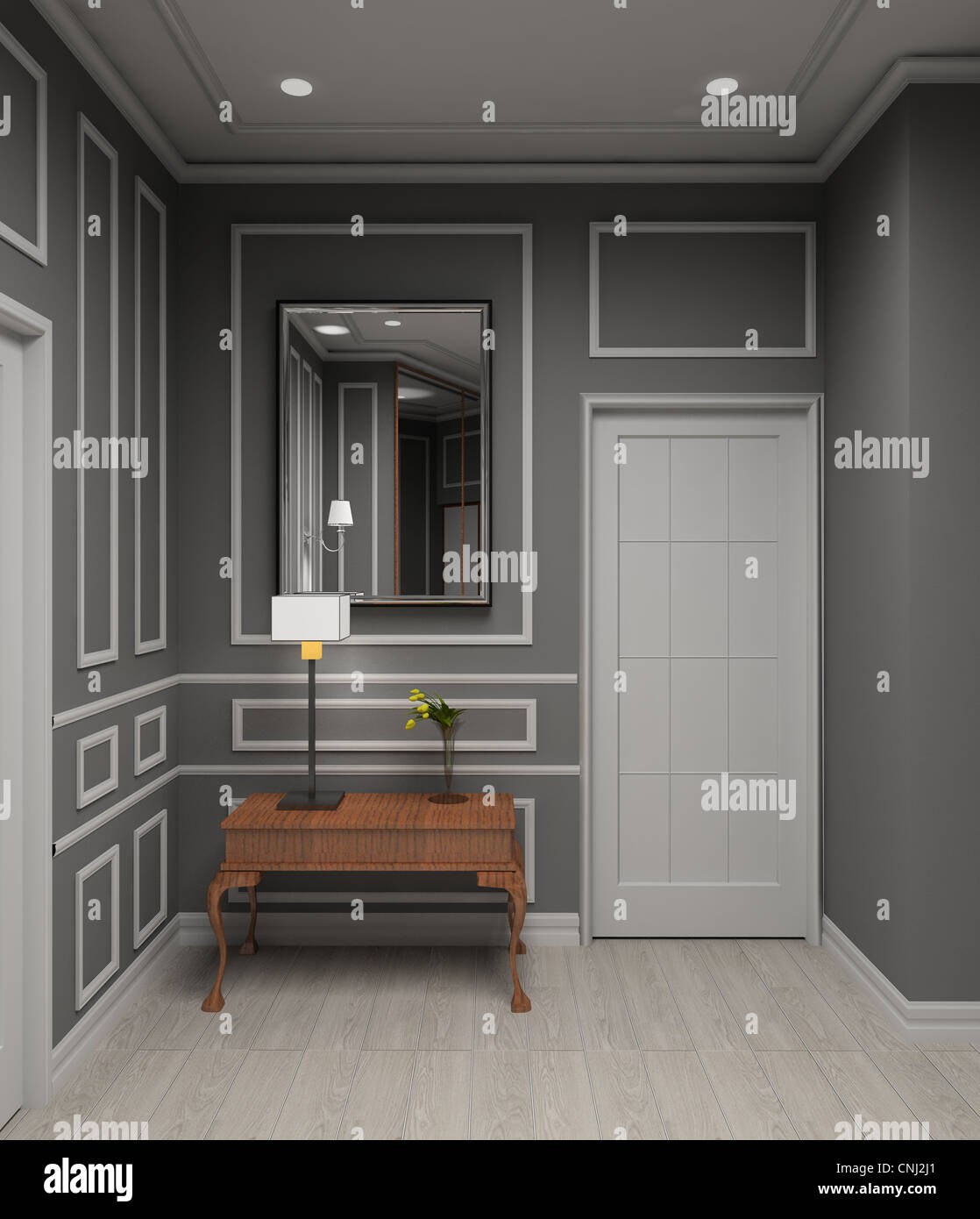 Modern design iinterior of vestibule. 3D render Stock Photo - Alamy