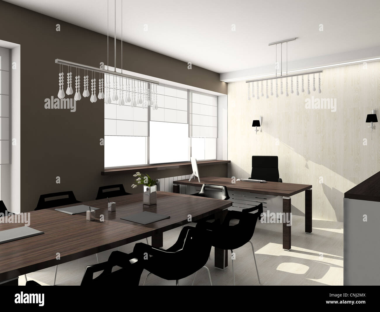 Modern design interior of office. 3D render Stock Photo - Alamy