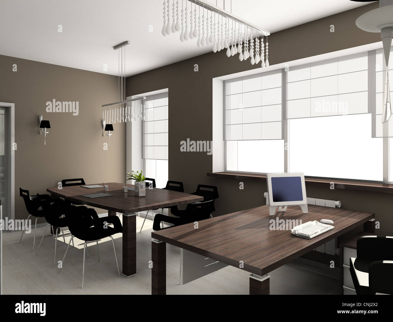 Modern design interior of office. 3D render Stock Photo - Alamy
