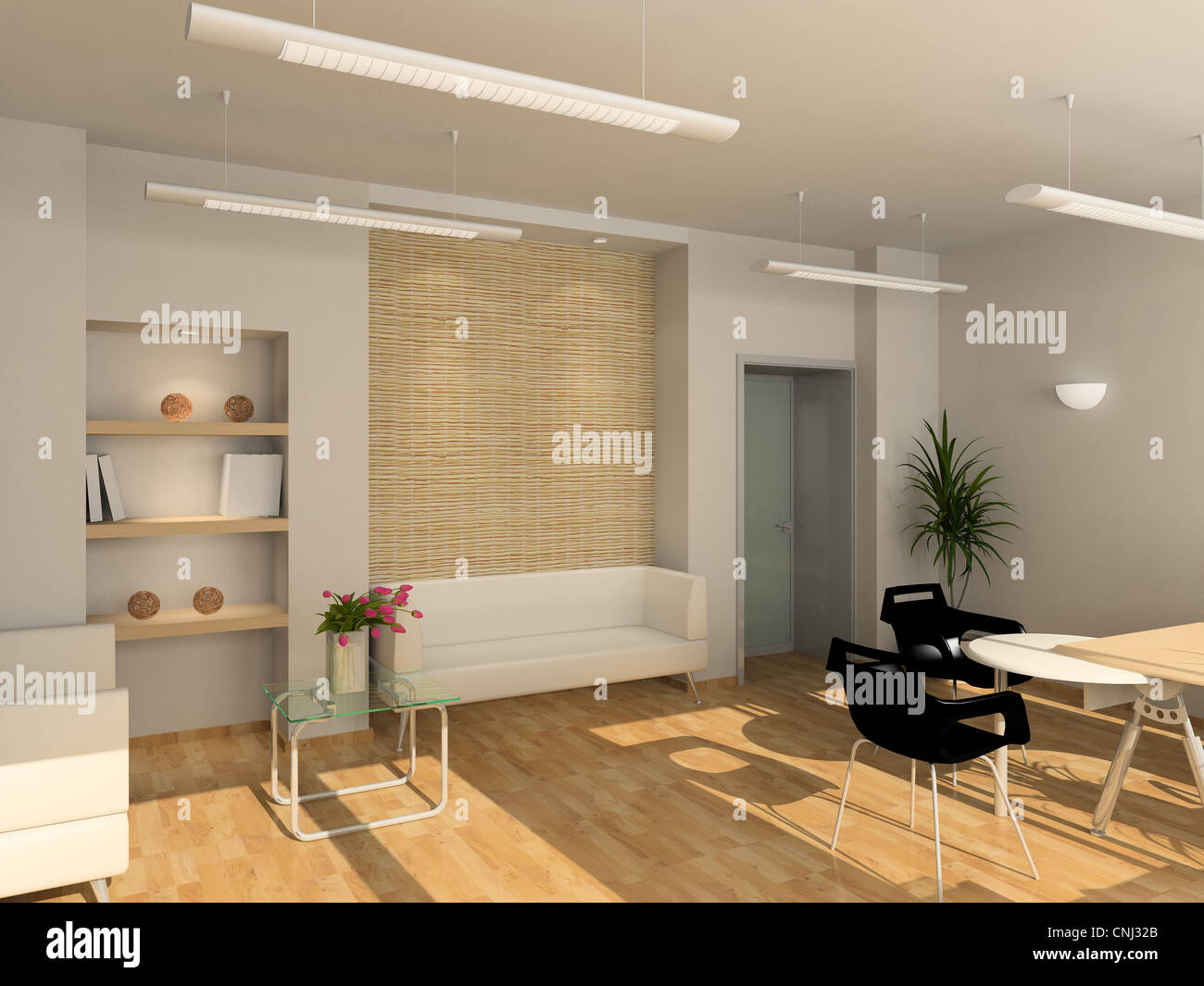 Modern design interior of office. 3D render Stock Photo - Alamy