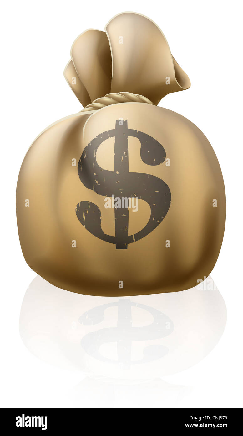 Illustration of a dollar money sack with dollar sign written on it ...