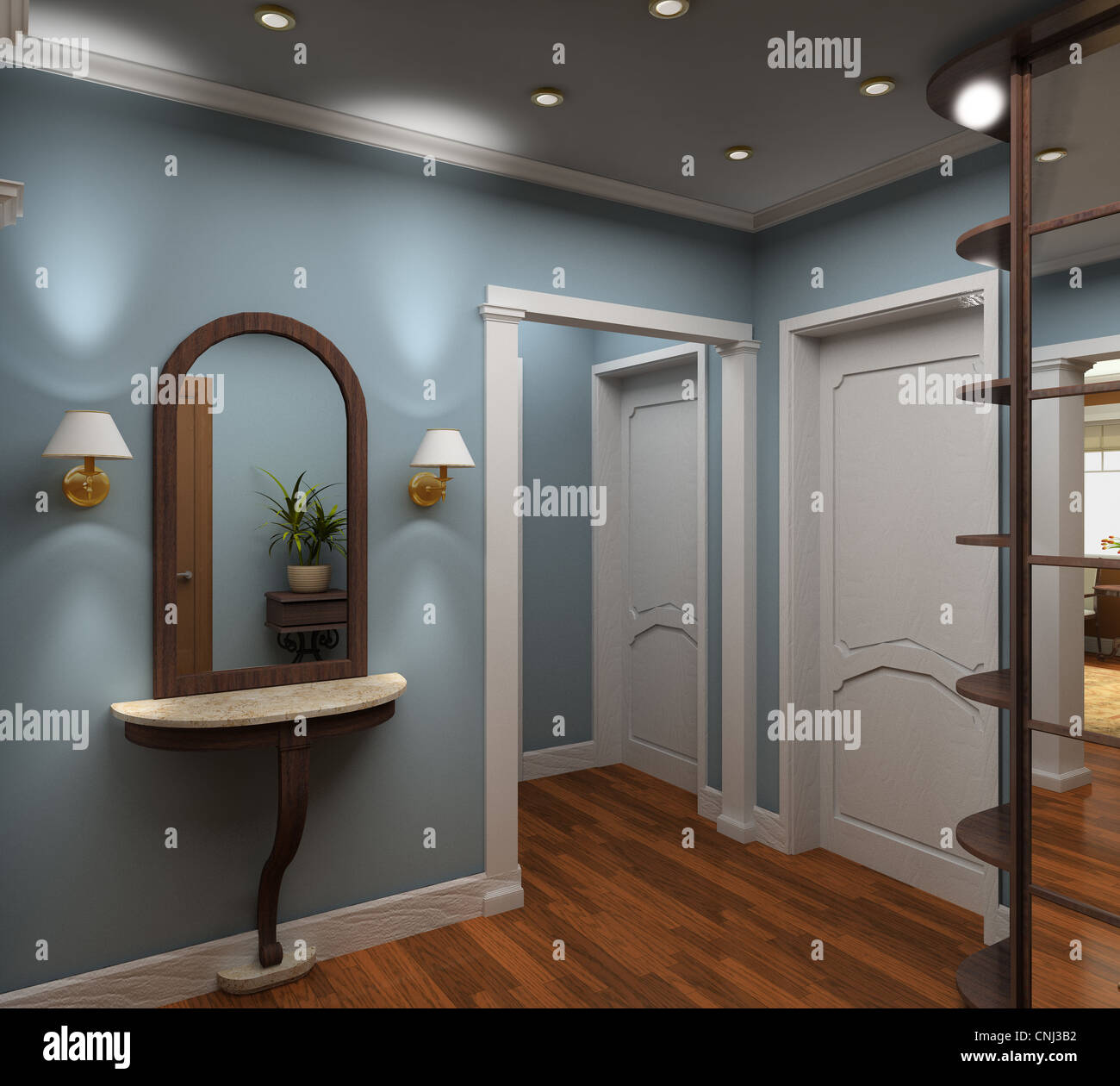 Classic design interior of vestibule. 3D render Stock Photo - Alamy